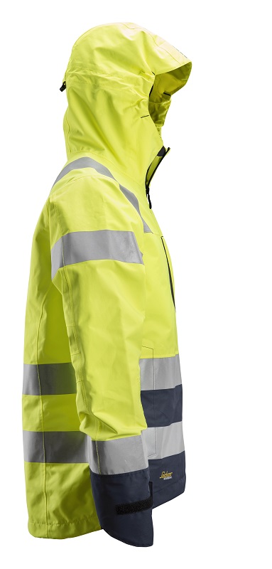 Snickers 1330 Yellow/Grey AllroundWork High-Vis Waterproof Shell Jacket ...